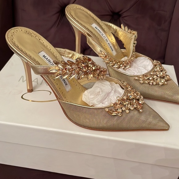 Manolo Blahnik | Shoes | Mano Blanhik Mesh Gold Lurum | Poshmark